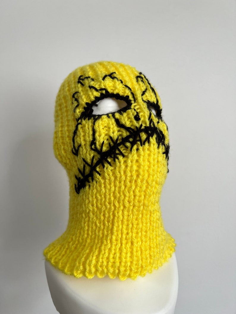 Handmade Knitted Balaclava Ski Mask Devil Creepy Joker Halloween Clown ...