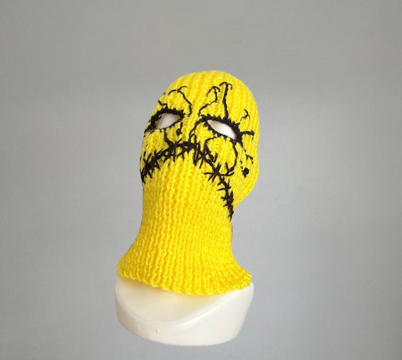 Handmade Knitted Balaclava Ski Mask Devil Creepy Joker Halloween Clown ...