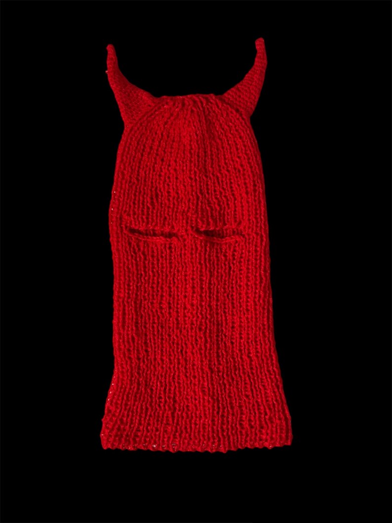 Creepy Handmade Balaclava With Horns Devil Funny Ski Mask Halloween ...