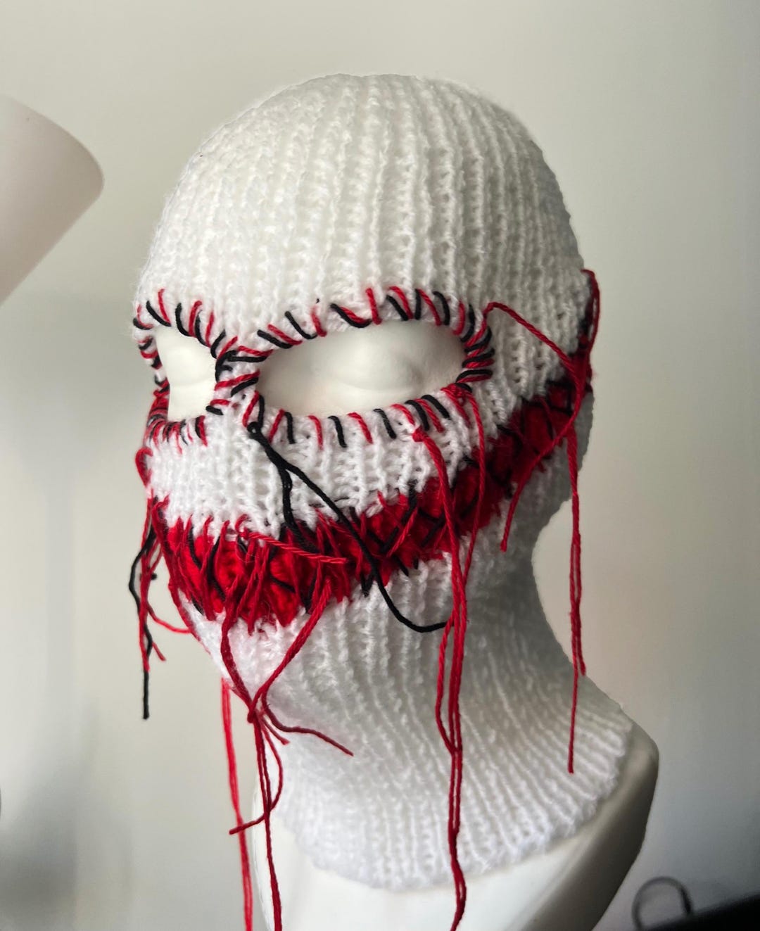 Ręcznie Robiona Dzianinowa Kominiarka, Maska Narciarska, Przerażająca ...