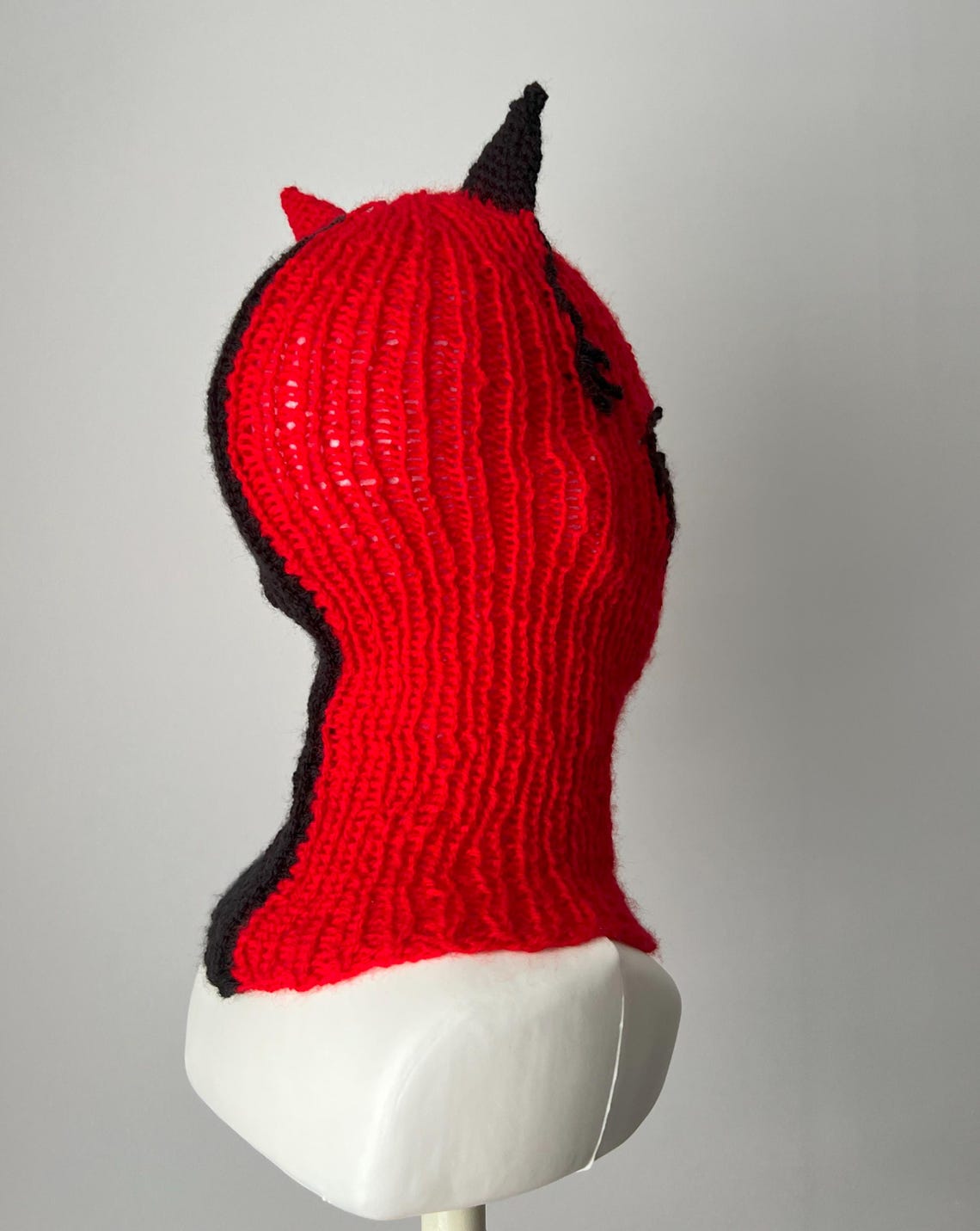 Handmade Knit Horned Balaclava, Devil Ski Mask - Halloween Cosplay - Etsy