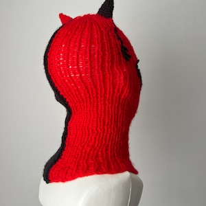 Handmade Knit Balaclava With Horns and Tears Ski Mask Devil Scary ...