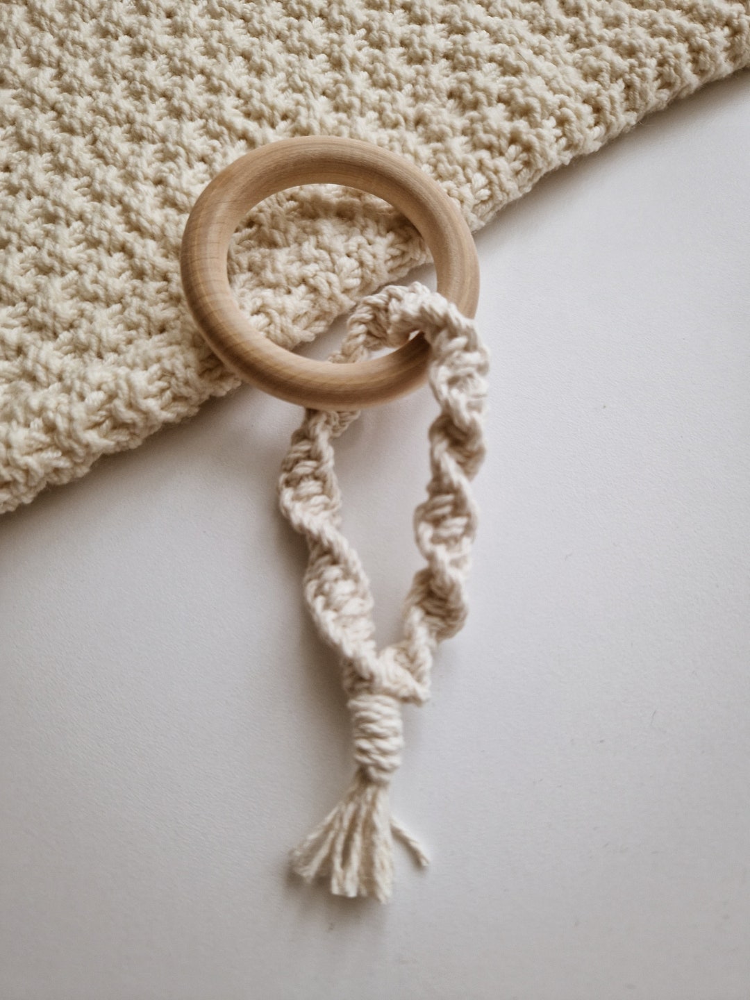 Macrame Grasping Toy for Your Baby, Handmade Macrame Gripping Ring for ...