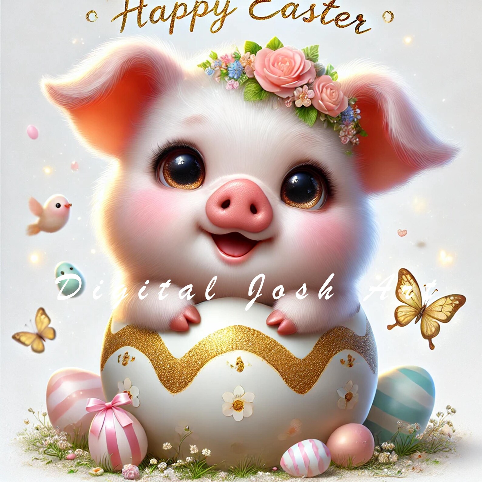 10 JPEG Cute Easter Piggy Clipart Bundle - Spring Piggy Designs ...
