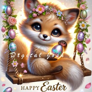 10 JPEG Cute Easter Fox Clipart Bundle - Spring Woodland Designs ...