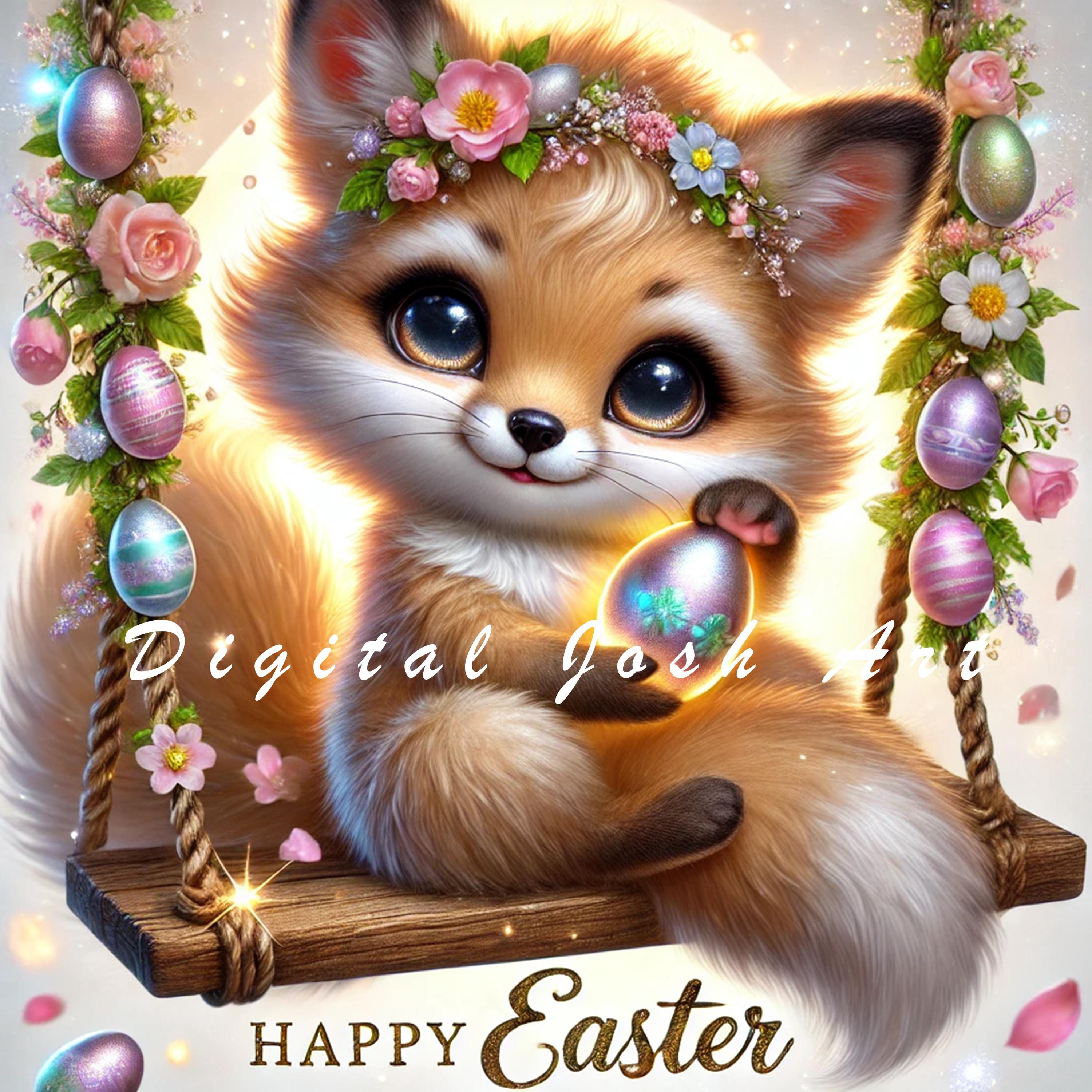 10 JPEG Cute Easter Fox Clipart Bundle - Spring Woodland Designs ...
