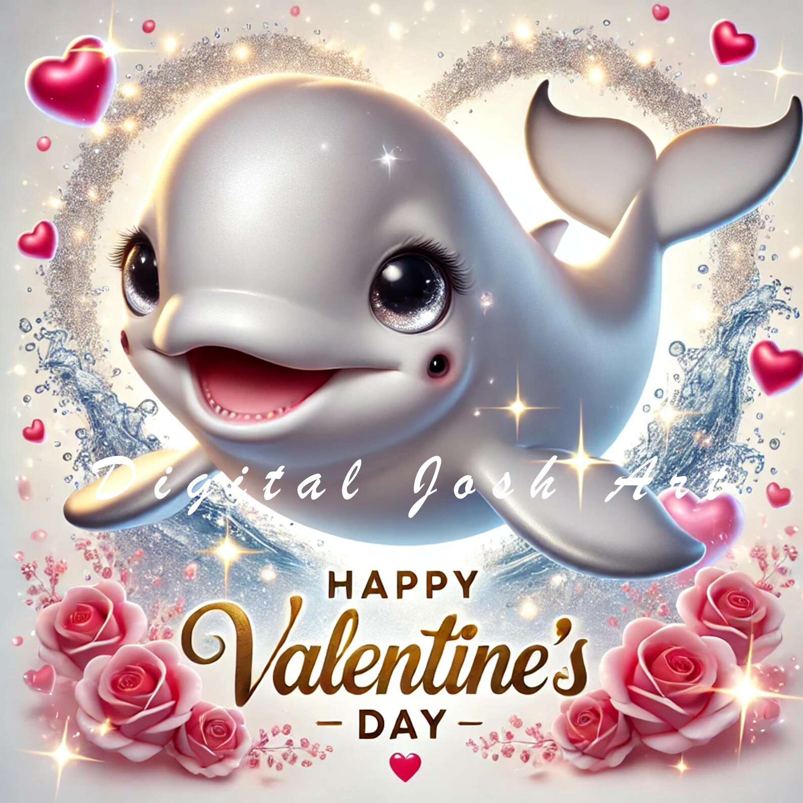 10 JPEG Cute Valentine’s Day Beluga Whale Clipart Bundle - Winter ...