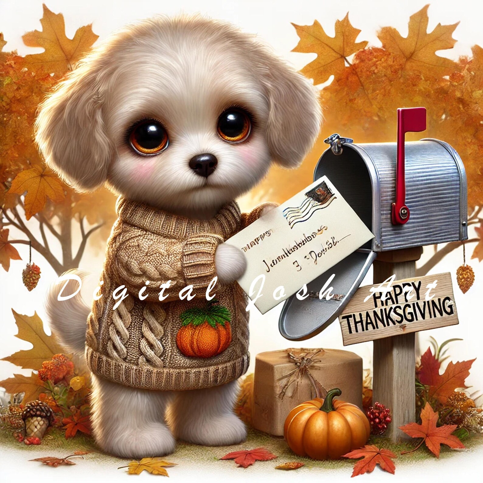 Thanksgiving Puppy Clipart – Autumn Harvest Dog Designs (digital ...