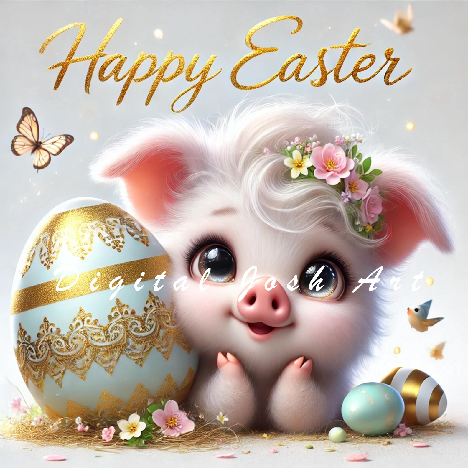 10 JPEG Cute Easter Piggy Clipart Bundle - Spring Piggy Designs ...