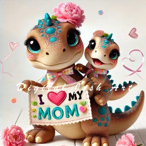 10 JPEG Cute Mother’s Day Dinosaur Clipart – Spring Mom & Baby Dino Art ...