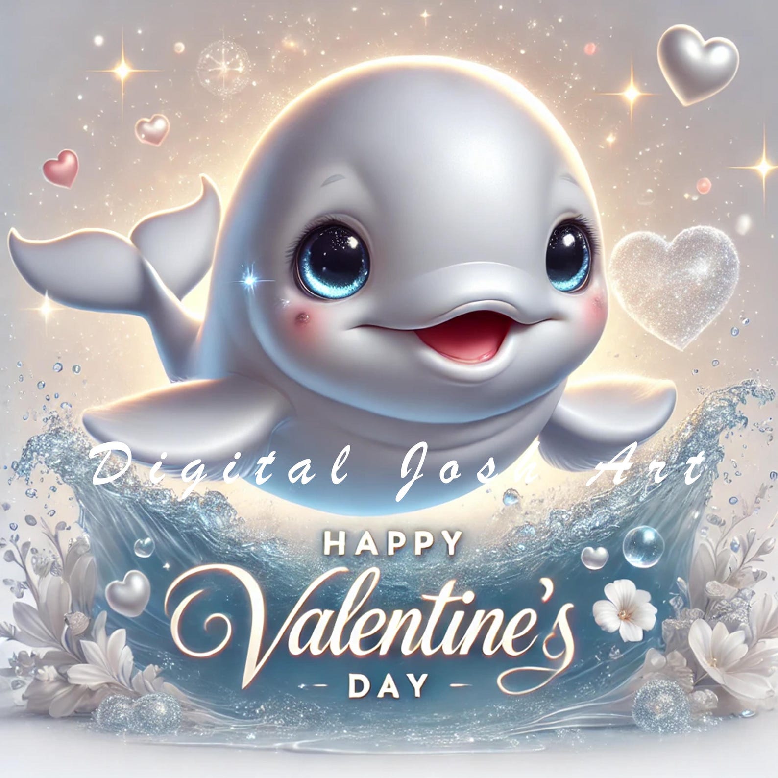 10 JPEG Cute Valentine’s Day Beluga Whale Clipart Bundle - Winter ...