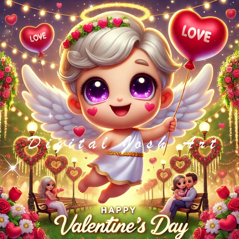 Cute Valentine's Day Cupid Clipart Bundle - 10 JPEG Digital Download ...