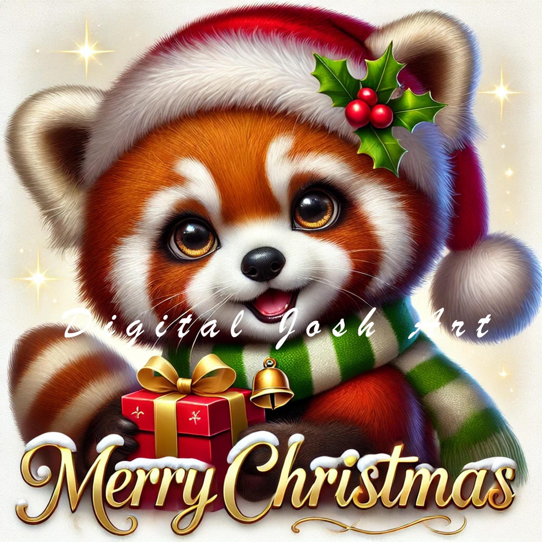 10 JPEG Cute Christmas Red Panda Clipart Bundle - Winter Animal Designs ...