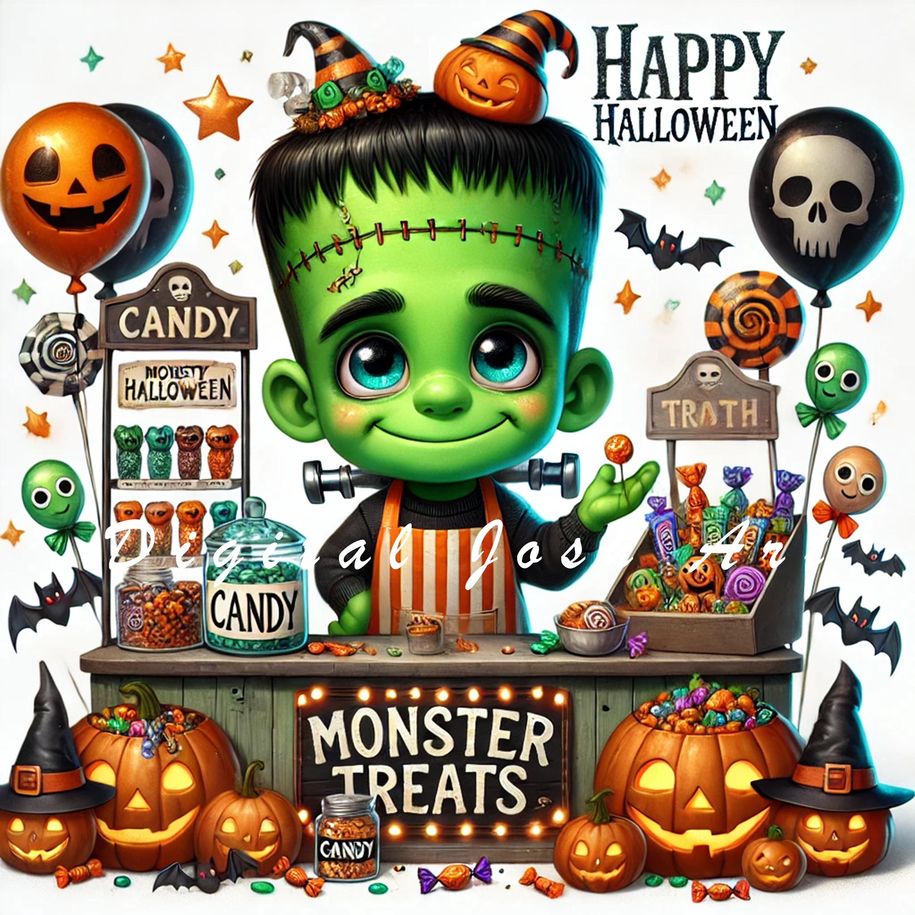 10 JPEG Cute Halloween Frankenstein Clipart – Spooky Autumn Monster ...