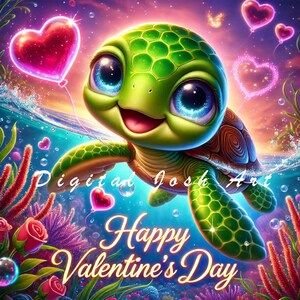 10 JPEG Cute Valentine’s Day Sea Turtle Clipart Bundle - Winter Sea ...