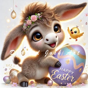 10 JPEG Cute Easter Donkey Clipart Bundle - Spring Farm Animal Designs ...