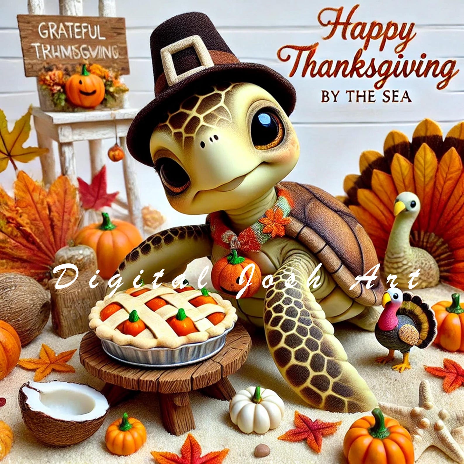10 JPEG Cute Thanksgiving Sea Turtle Clipart – Autumn Pumpkin Turtle ...