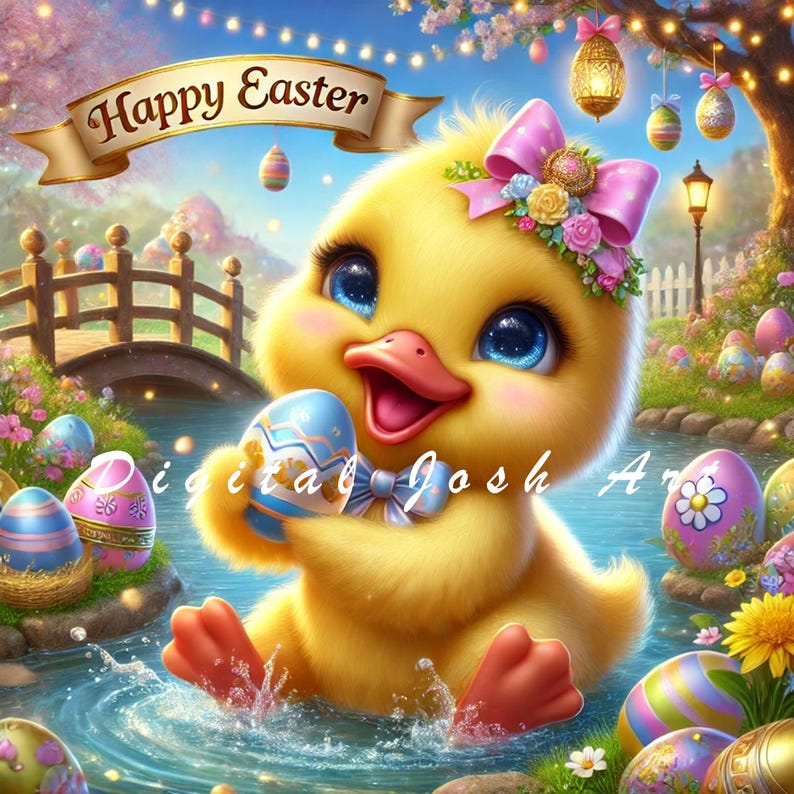10 JPEG Cute Easter Duck Clipart Bundle - Spring Duck Illustrations ...