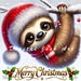 10 JPEG Cute Christmas Sloth Clipart Bundle - Winter Animal Designs ...