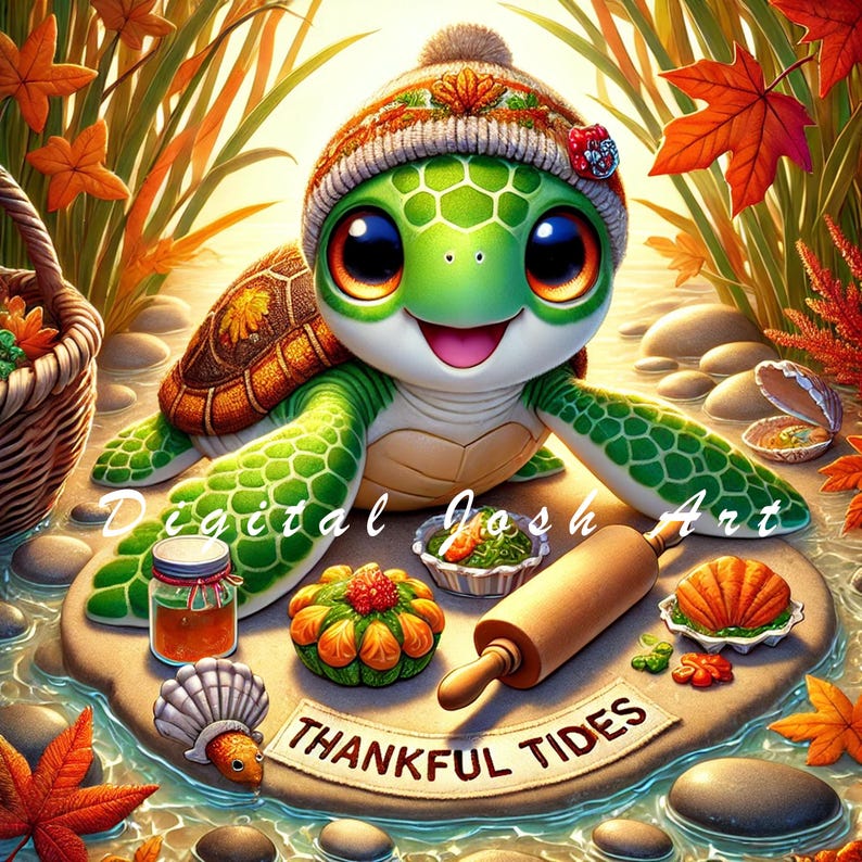 10 JPEG Cute Thanksgiving Sea Turtle Clipart – Autumn Pumpkin Turtle ...