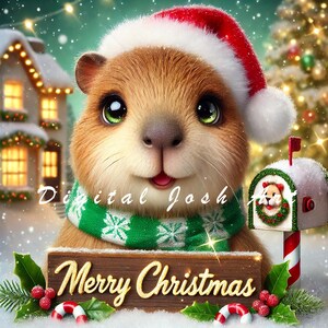 10 JPEG Cute Christmas Capybara Clipart Bundle - Winter Animal Designs ...