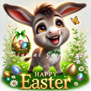 10 JPEG Cute Easter Donkey Clipart Bundle - Spring Farm Animal Designs ...