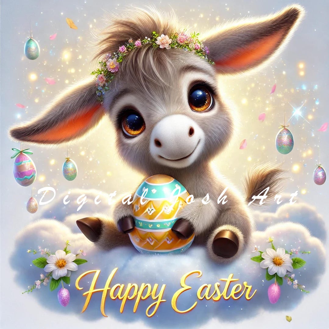 10 JPEG Cute Easter Donkey Clipart Bundle - Spring Farm Animal Designs ...