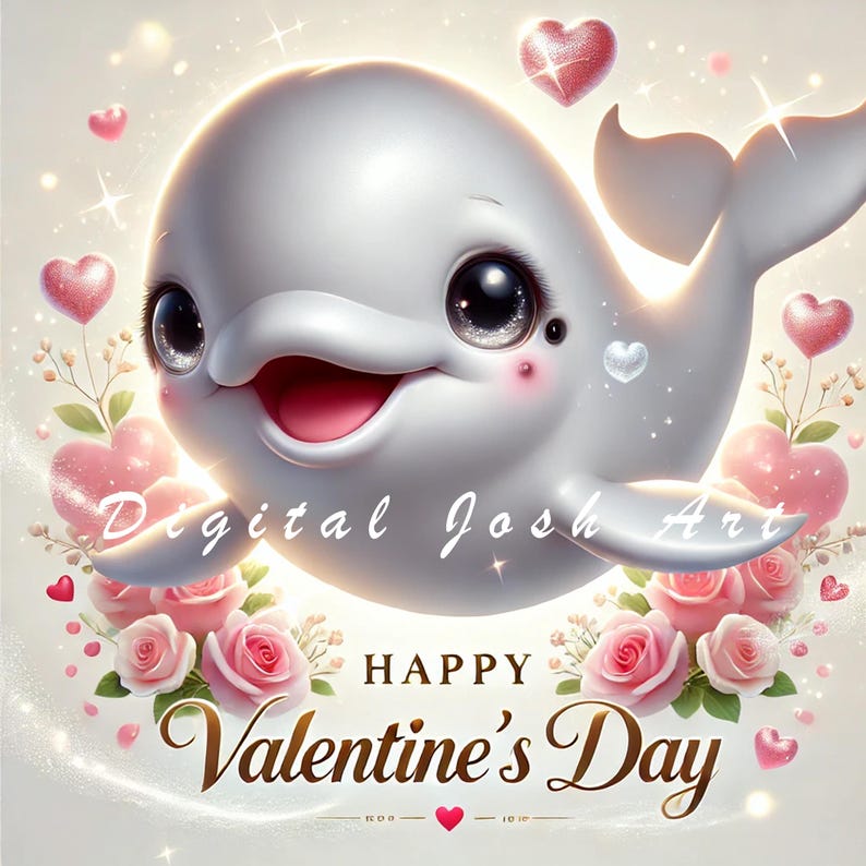 10 JPEG Cute Valentines Day Beluga Whale Clipart Bundle Winter Beluga ...