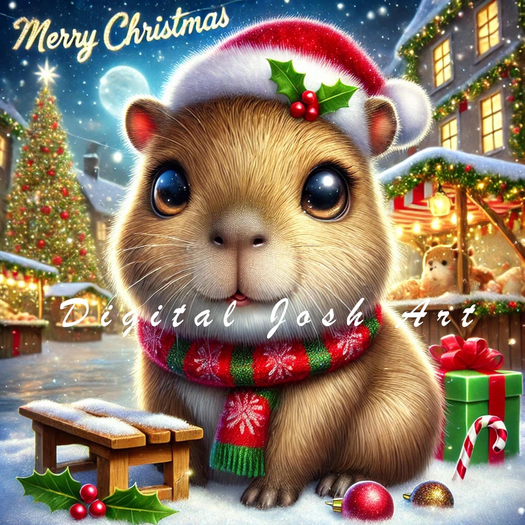 10 JPEG Cute Christmas Capybara Clipart Bundle Winter Animal Designs ...