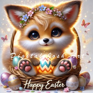 10 JPEG Cute Easter Fox Clipart Bundle - Spring Woodland Designs ...