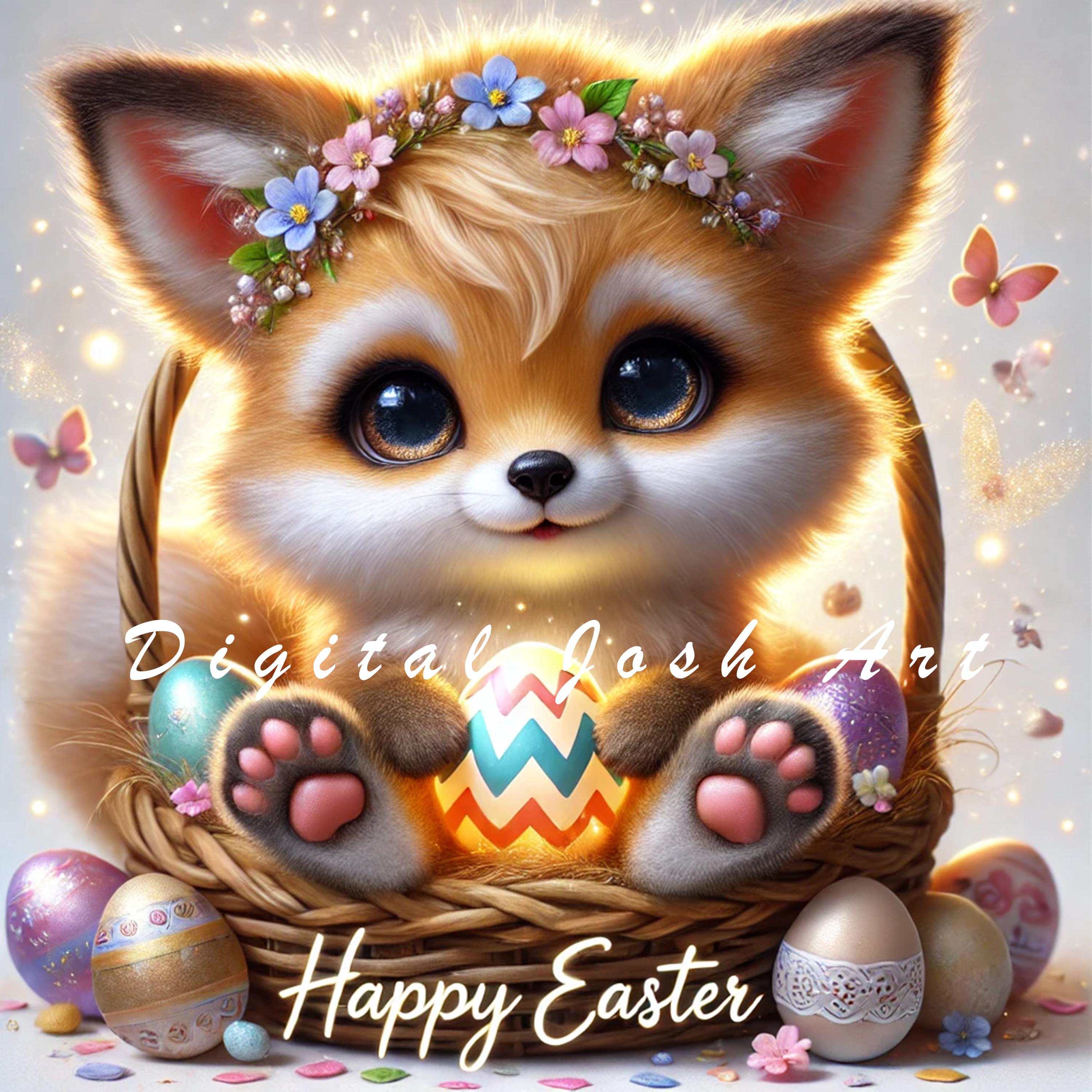 10 JPEG Cute Easter Fox Clipart Bundle - Spring Woodland Designs ...