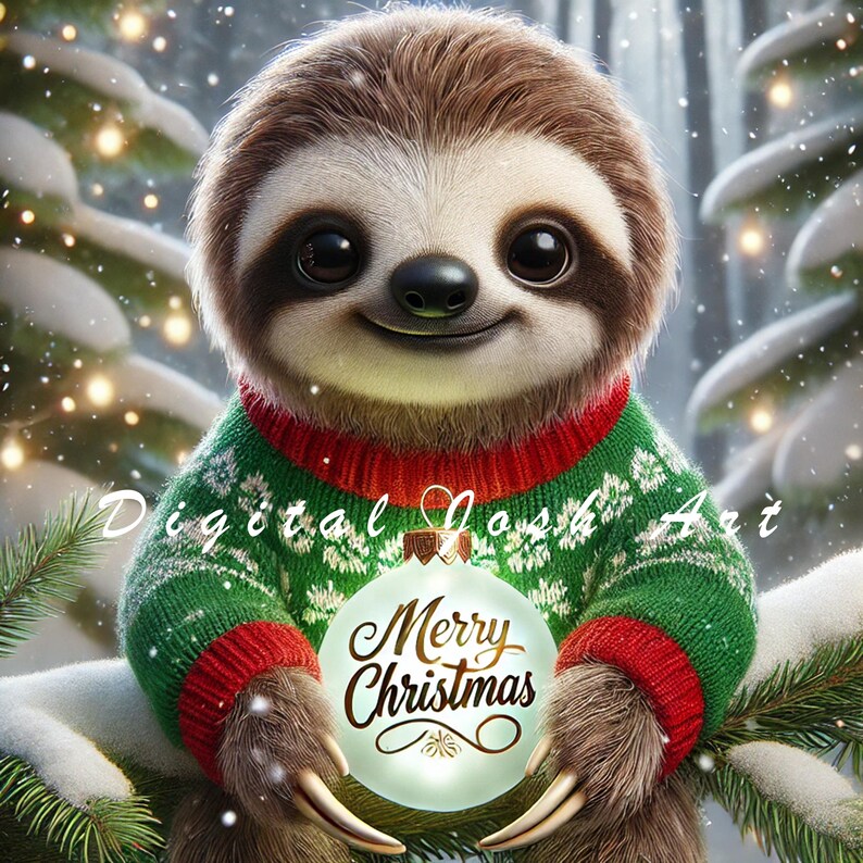 Cute Christmas Sloth Clipart Bundle | 10 JPG Winter Animal Designs for Holiday Crafts & Decor ...