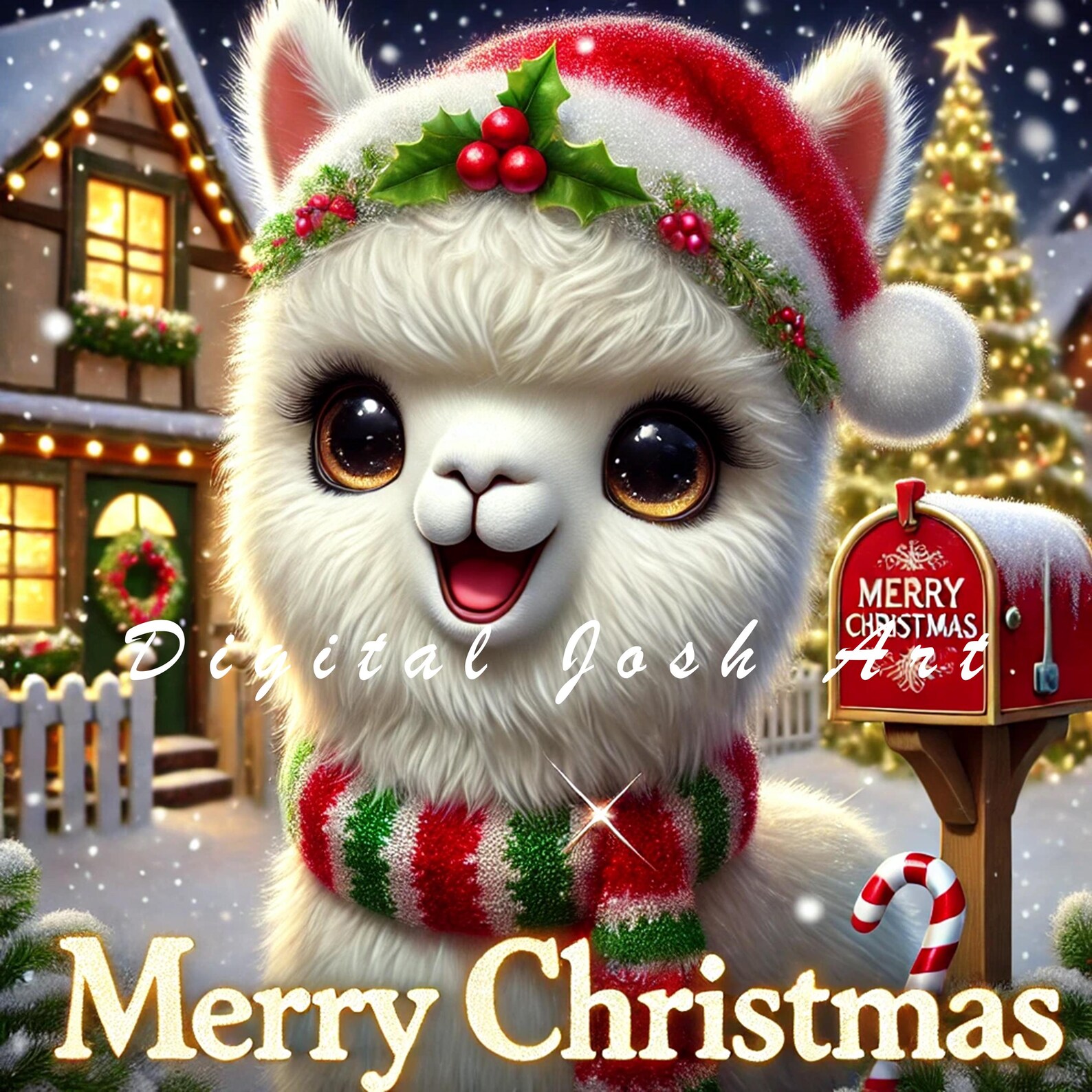 10 JPEG Cute Christmas Alpaca Clipart Bundle - Winter Animal Designs ...