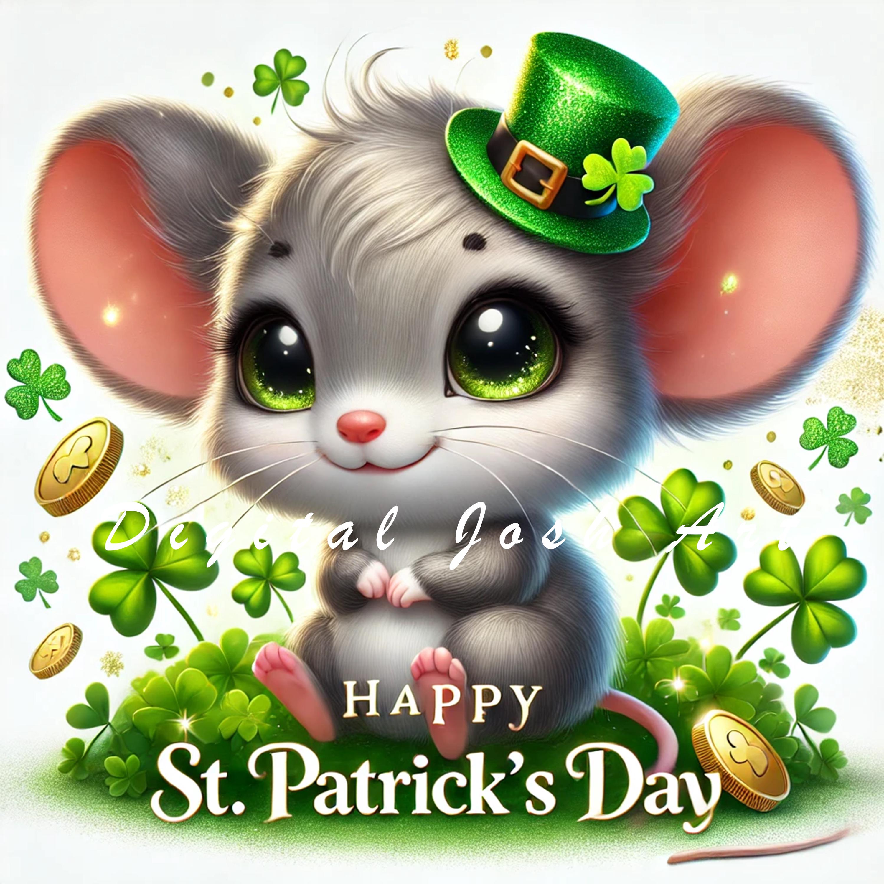 10 JPEG Cute St Patrick’s Day Mouse Clipart Bundle - Winter Mouse ...