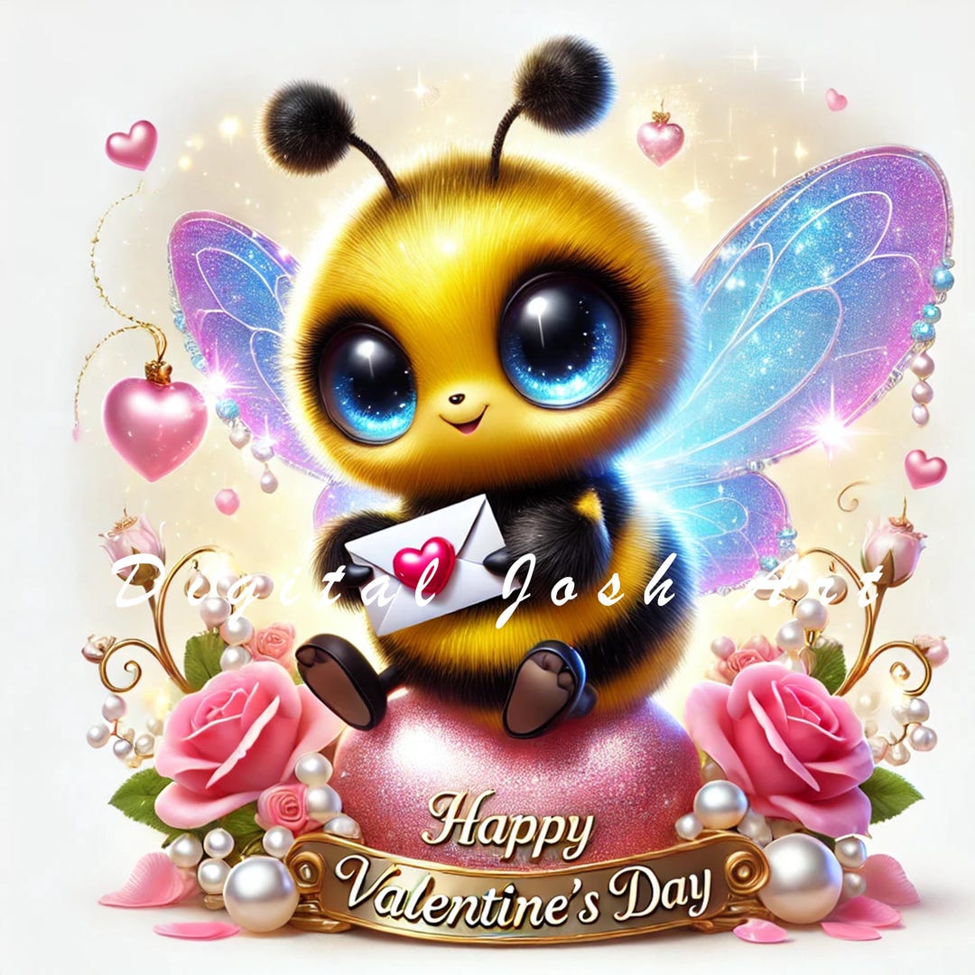 10 JPEG Cute Valentine’s Day Bumblebee Clipart Bundle - Romantic Winter ...