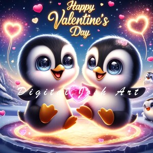 10 JPEG Cute Valentine’s Day Penguin Clipart Bundle - Winter Penguin ...