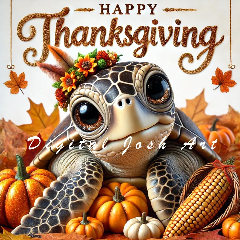 10 JPEG Cute Thanksgiving Sea Turtle Clipart – Autumn Pumpkin Turtle ...