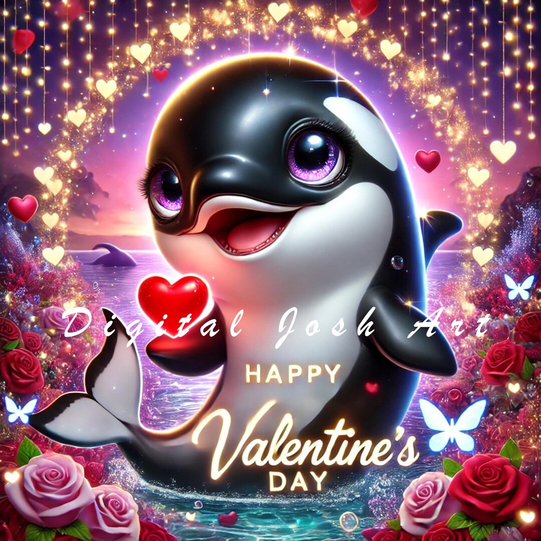 10 JPEG Cute Valentine’s Day Orca Clipart Bundle - Winter Orca Designs ...