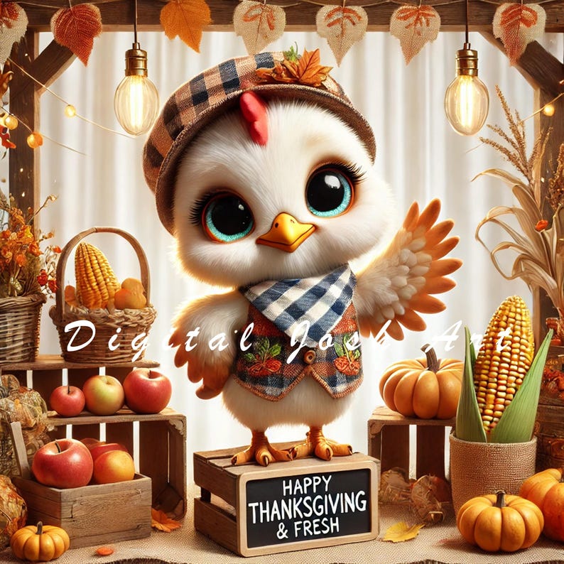 Thanksgiving Chicken Clipart: Autumn Harvest Hen & Rooster Designs ...