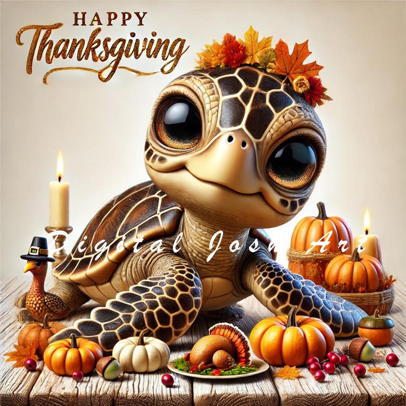 10 JPEG Cute Thanksgiving Sea Turtle Clipart – Autumn Pumpkin Turtle ...