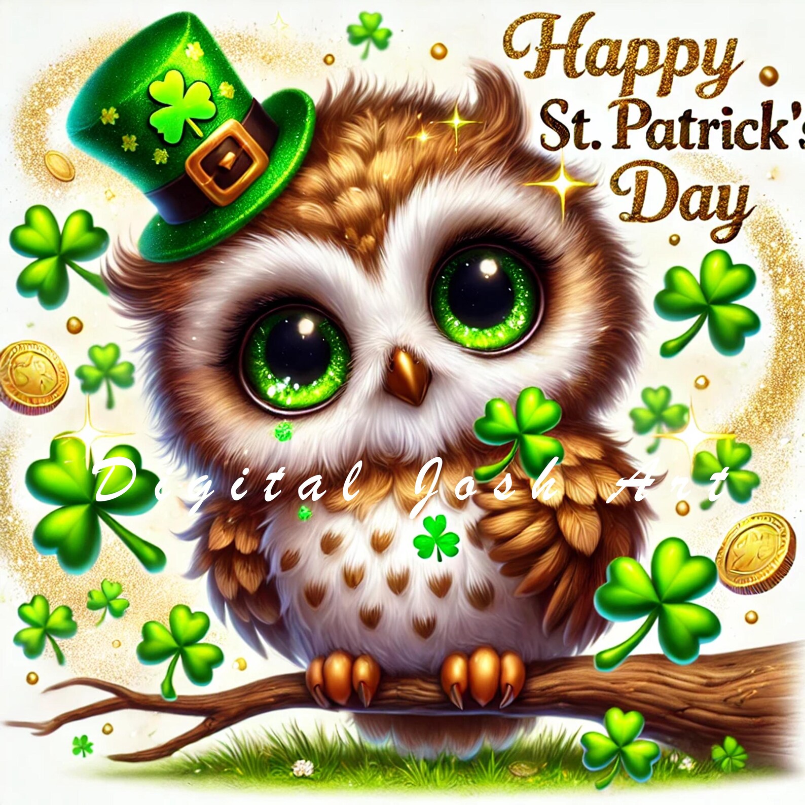 10 JPEG Cute St Patrick’s Day Owl Clipart Bundle - Winter Owl Designs ...