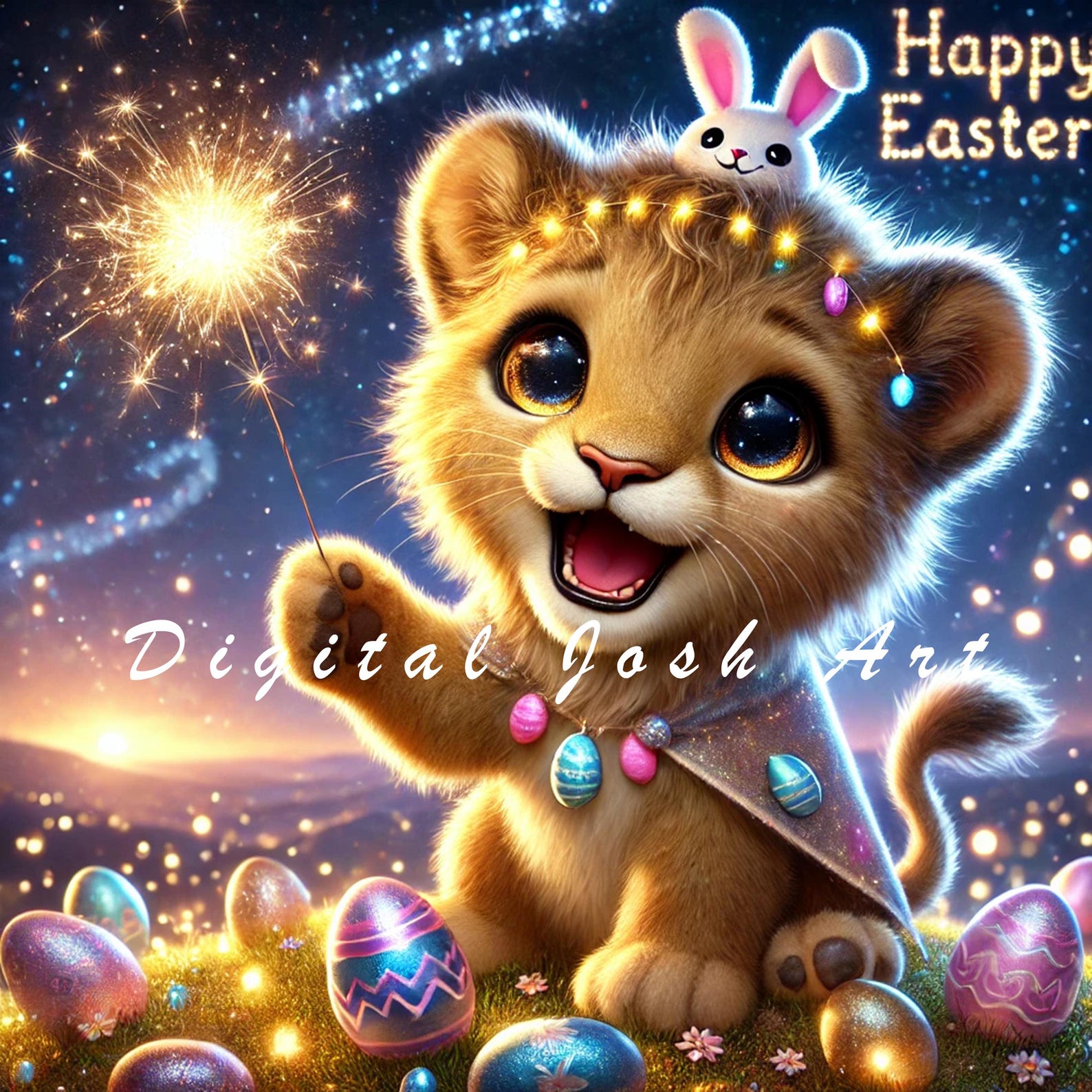 10 JPEG Cute Easter Lion Cub Clipart Set - Spring Baby Animal Designs ...