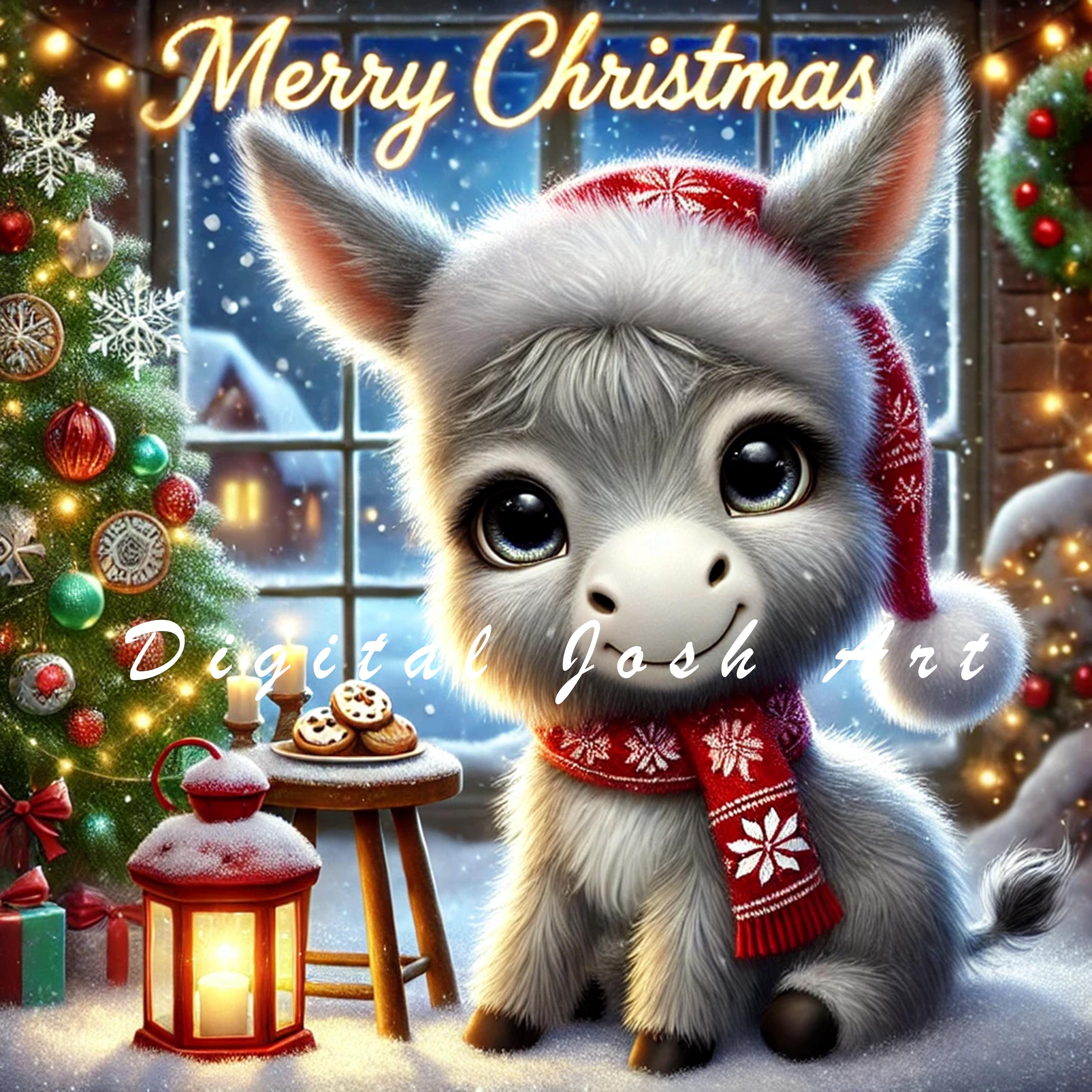 10 JPEG Cute Christmas Donkey Clipart Bundle - Winter Donkey Designs ...