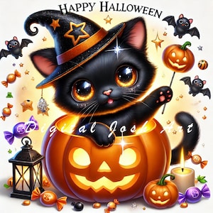 Halloween Black Cat Clipart: Spooky Kitty Designs (digital Download) - Etsy
