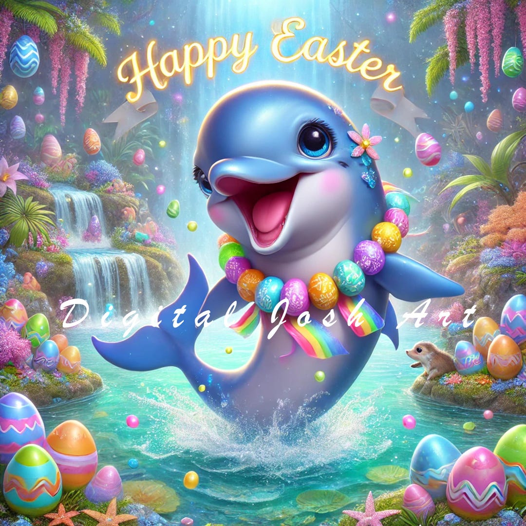 10 JPEG Cute Easter Dolphin Clipart Set – Spring Sea Animal ...