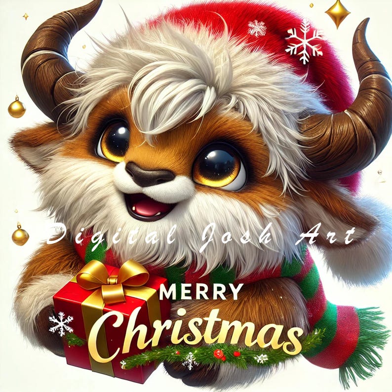 10 JPEG Cute Christmas Tauren Clipart Bundle - Winter Fantasy Animal ...