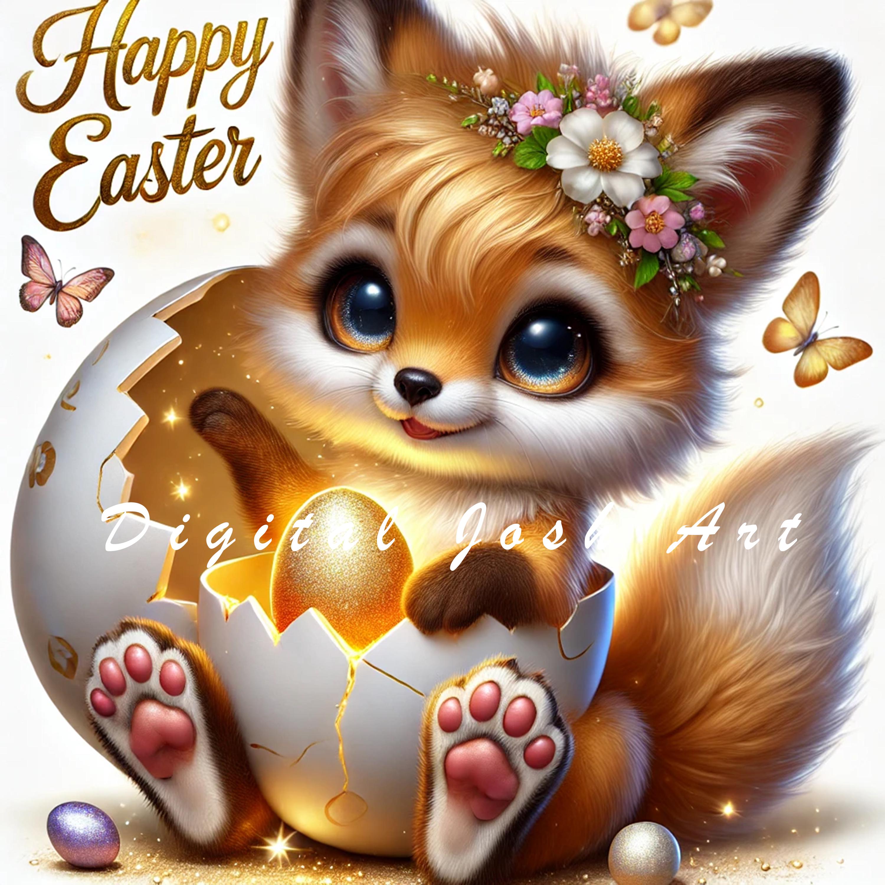 10 JPEG Cute Easter Fox Clipart Bundle - Spring Woodland Designs ...