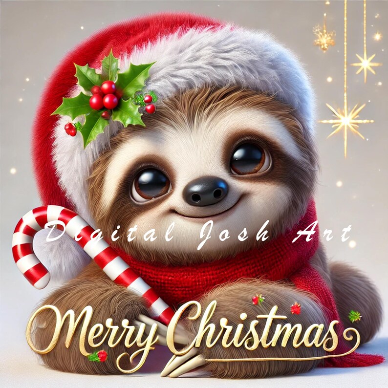 10 JPEG Cute Christmas Sloth Clipart Bundle - Winter Animal Designs ...