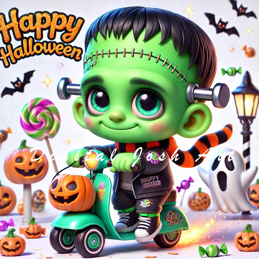 10 JPEG Cute Halloween Frankenstein Clipart – Spooky Autumn Monster ...