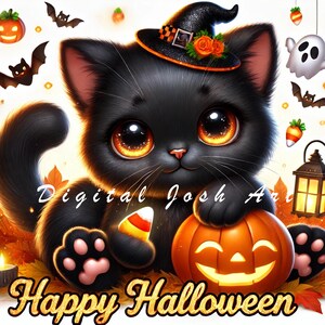Halloween Black Cat Clipart: Spooky Kitty Designs (digital Download) - Etsy